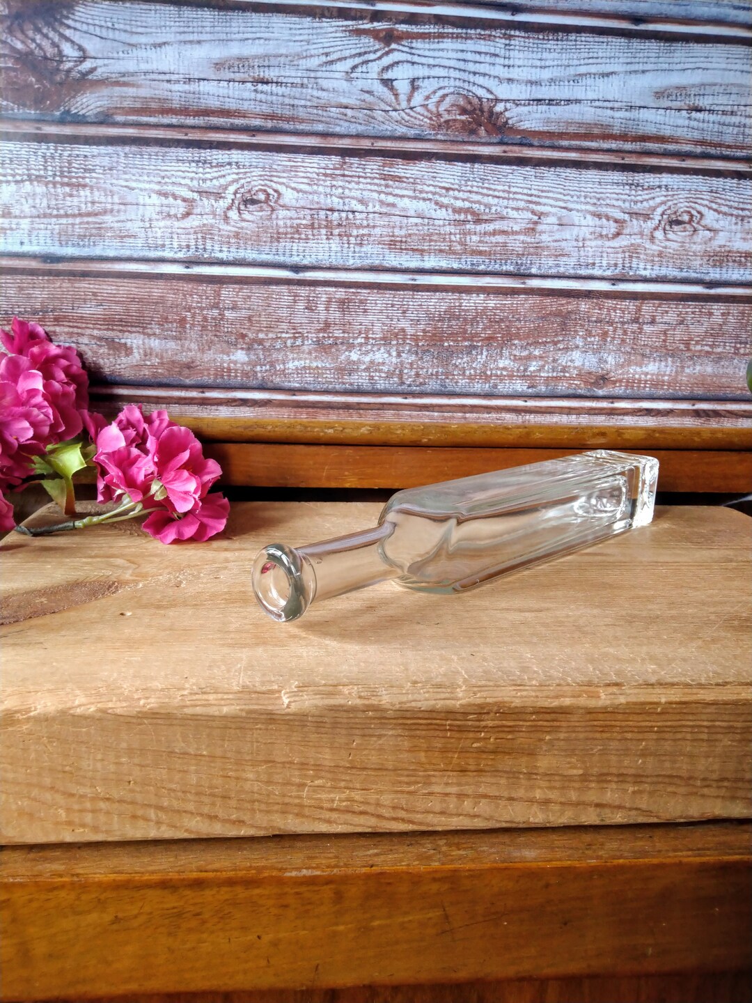 Vintage Glass Vase, Old Glass Rectangular Bottle, Decorative Vase ...