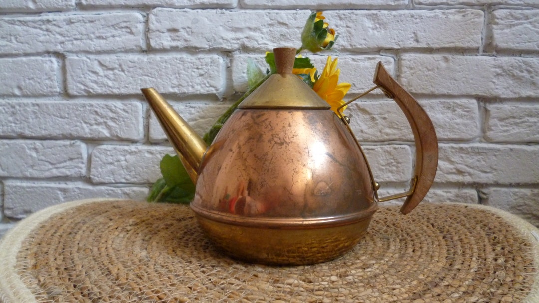 Vintage Copper Teapot 70s Tea Kettle - Etsy