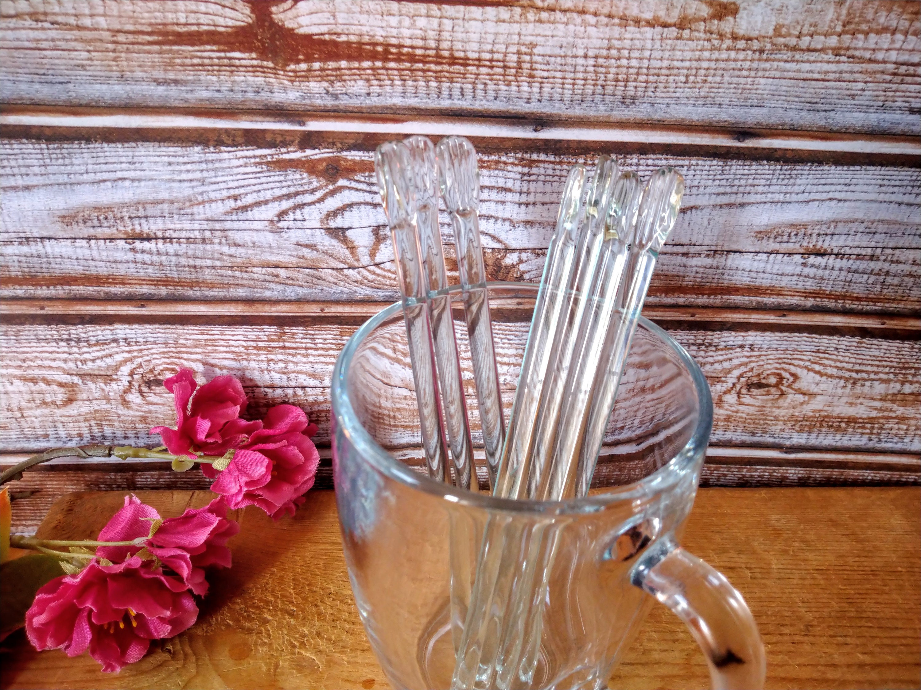 Vintage Glass Drink Stirrers - 7pc Swizzle Sticks, Bar Cart Decor - Etsy