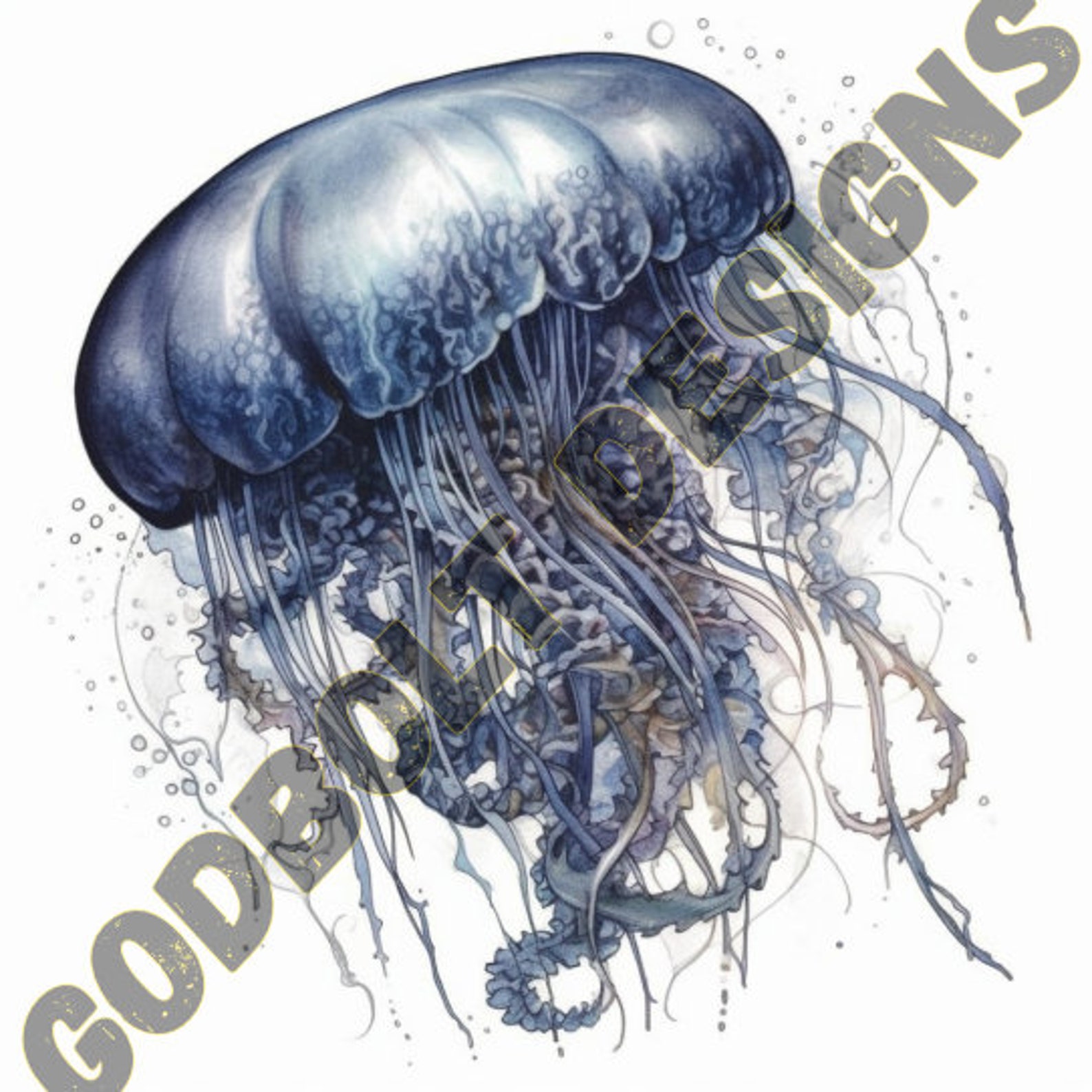 Jellyfish Tattoo Design Pack | 4 PSD and PNG Files | Perfect for ...