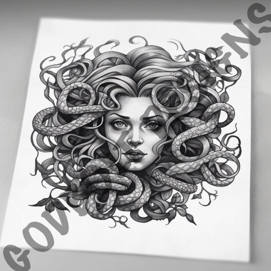 Mesmerizing Medusa Tattoo Design Pack | 4 PSD and PNG Files | Perfect ...