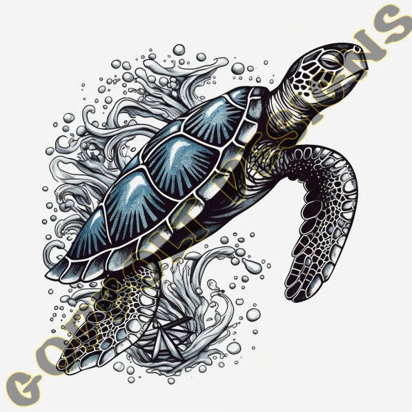 Sea Turtle Tattoo Design Pack | 4 PSD and PNG Files | Perfect for ...