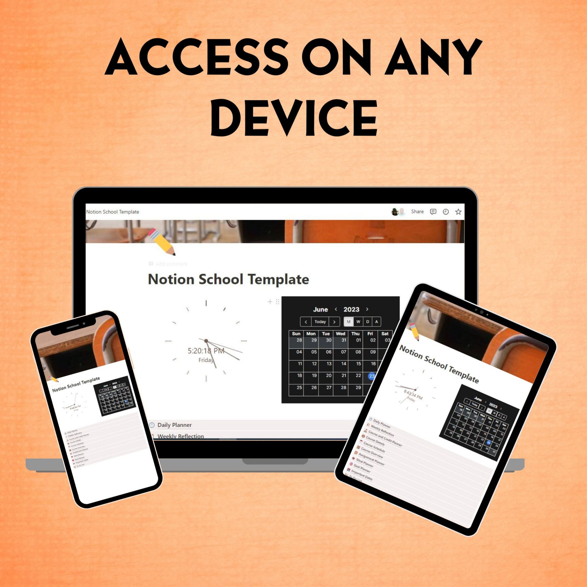Notion School Template | Daily Planner, Weekly Reflection, Course ...