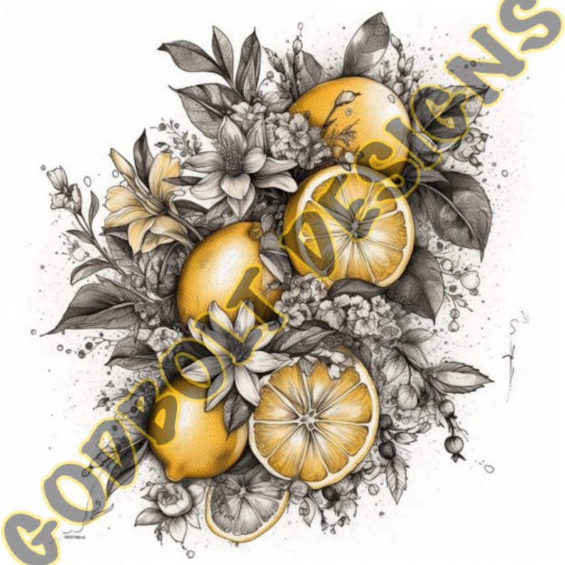 Lemon Tattoo Design Pack 4 PSD and PNG Files Perfect for - Etsy