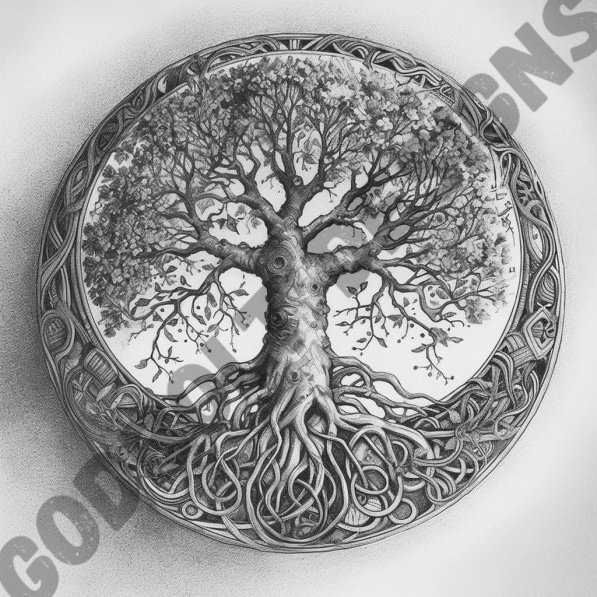 Tree of Life Tattoo Design Pack | 4 PSD and PNG Files | Symbol of ...