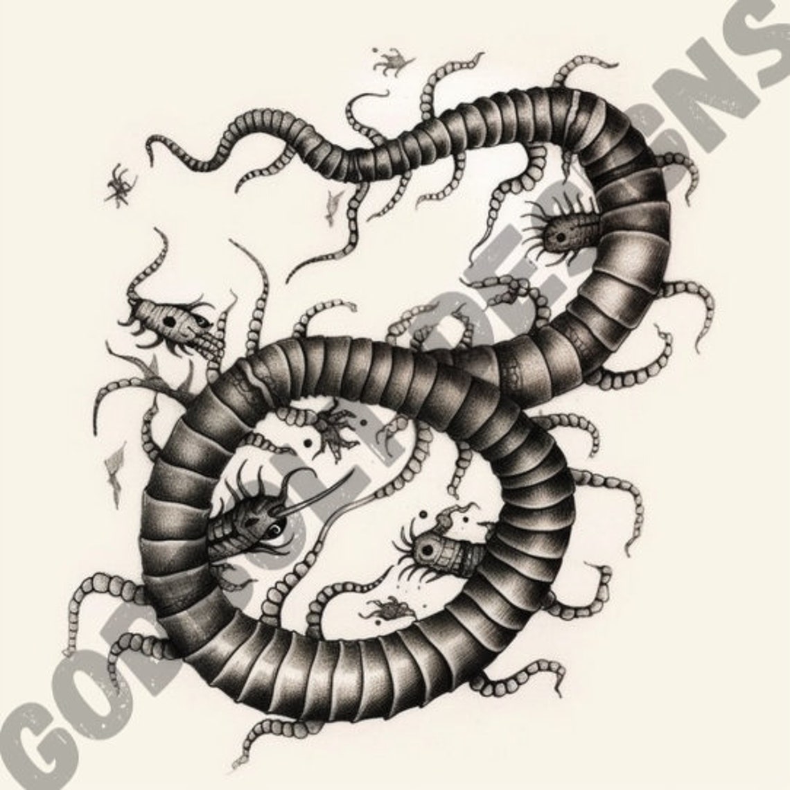 Centipede Tattoo Design Pack | 4 PSD and PNG Files | Perfect for ...