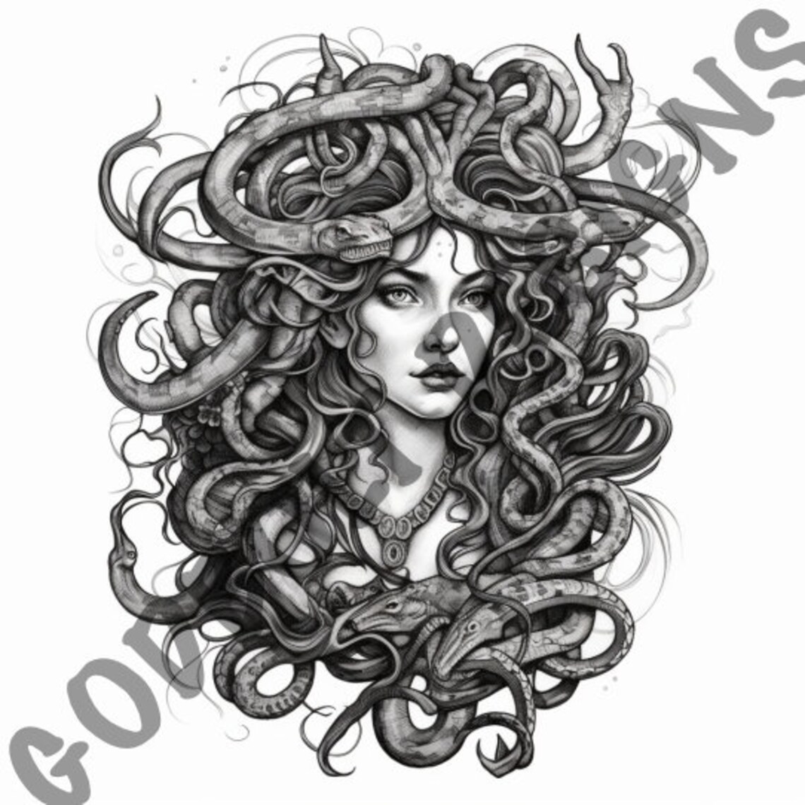 Mesmerizing Medusa Tattoo Design Pack | 4 PSD and PNG Files | Perfect ...