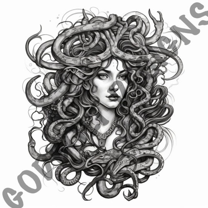 Mesmerizing Medusa Tattoo Design Pack | 4 PSD and PNG Files | Perfect ...