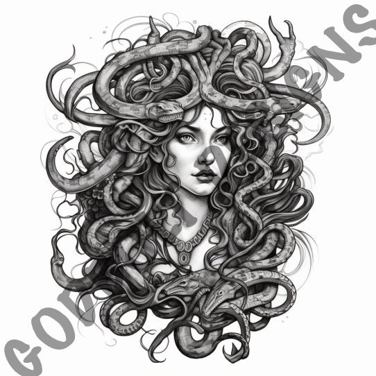 Mesmerizing Medusa Tattoo Design Pack | 4 PSD and PNG Files | Perfect ...