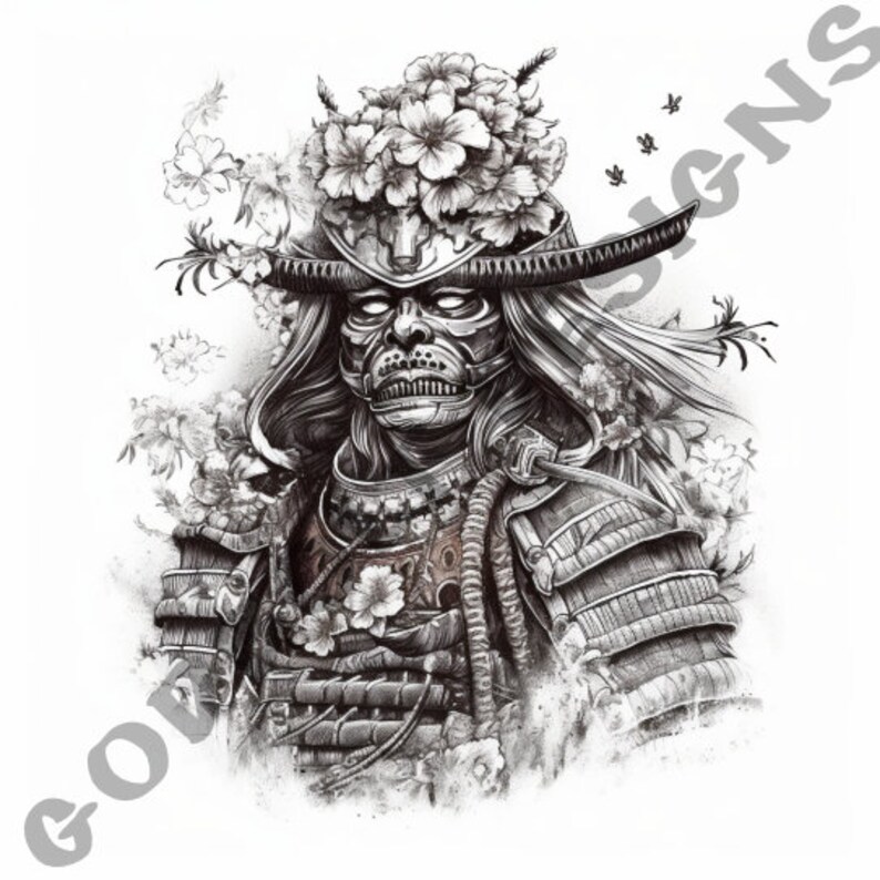 Samurai Tattoo Design Pack | 4 PSD and PNG Files | Perfect for Artists ...