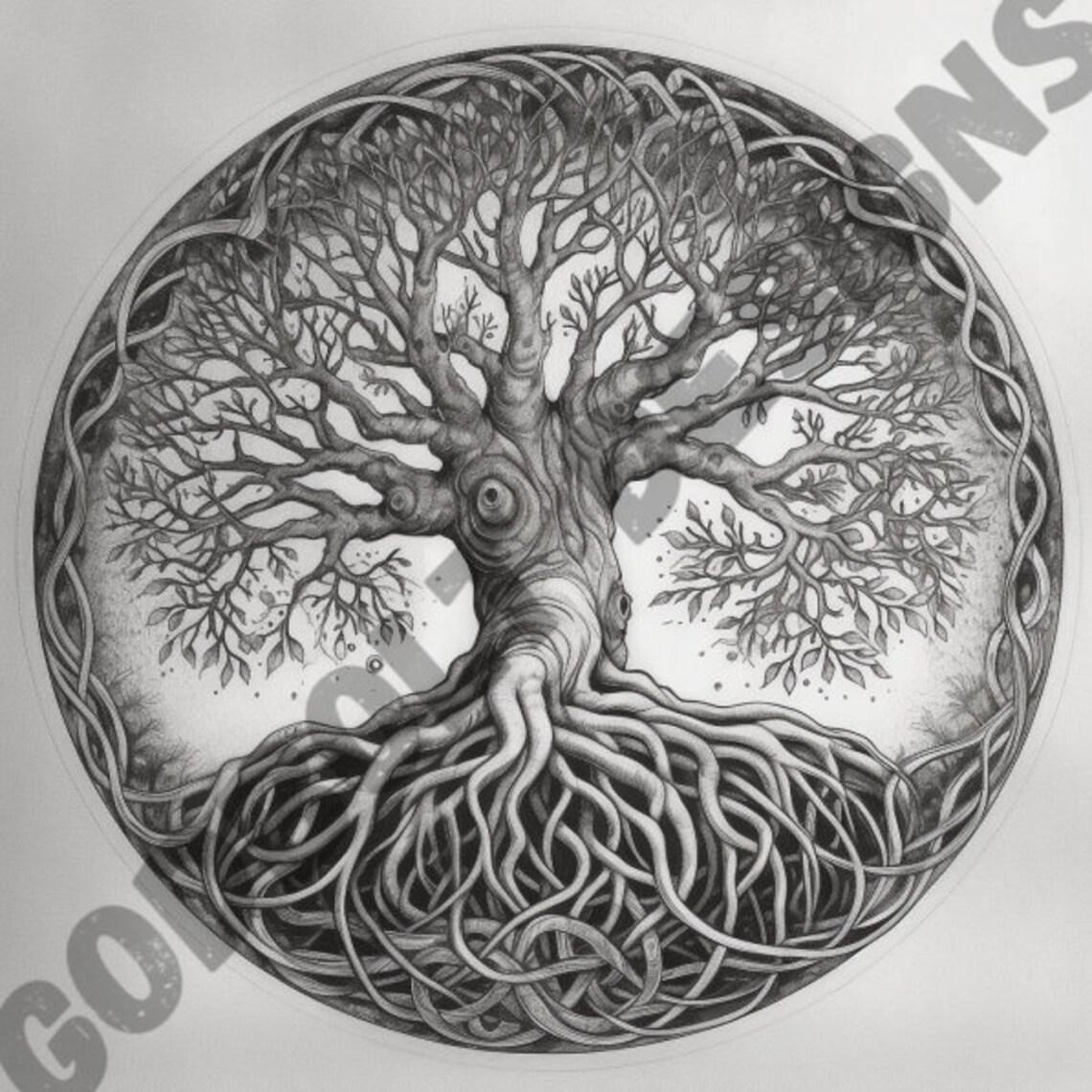Tree of Life Tattoo Design Pack | 4 PSD and PNG Files | Symbol of ...