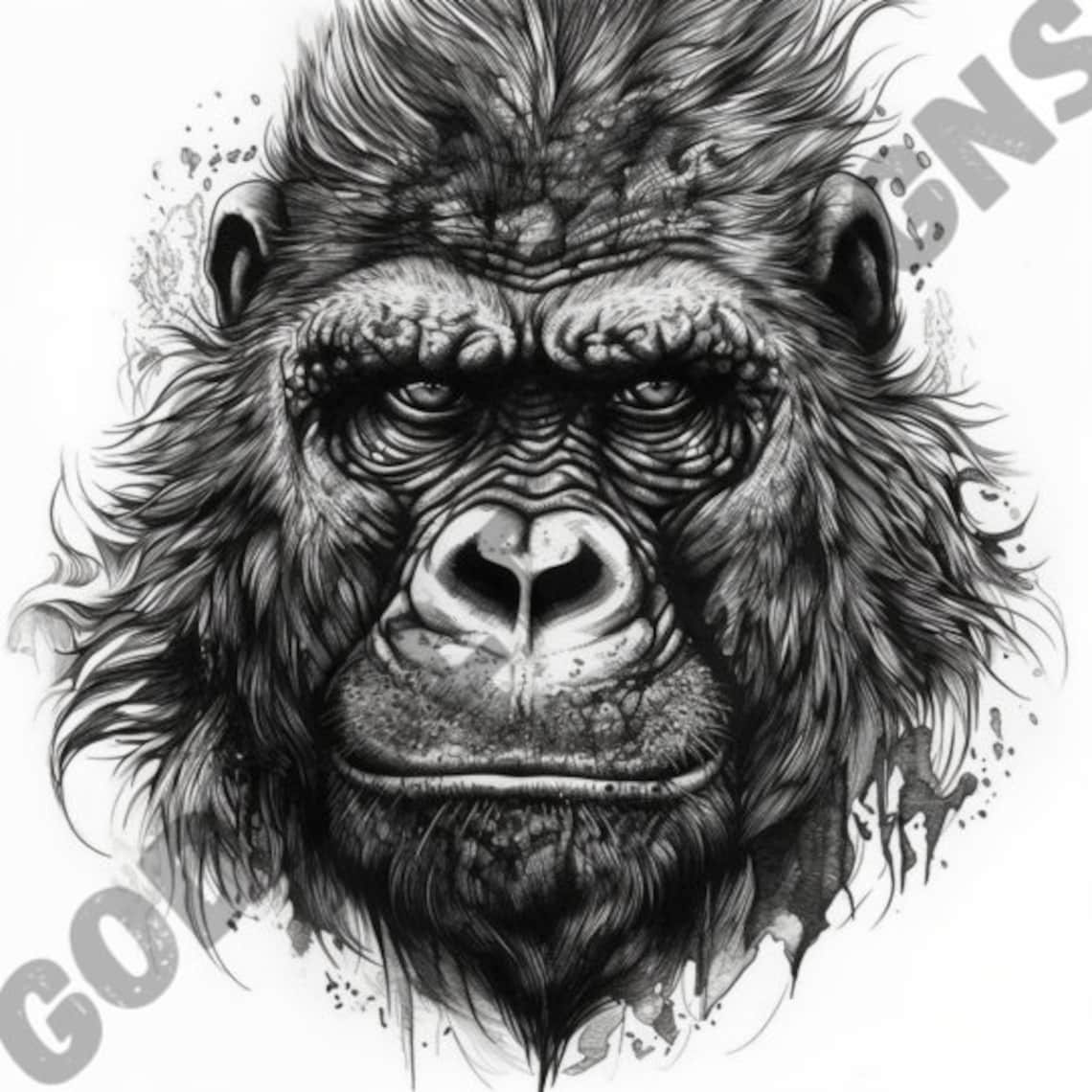 Gorilla Tattoo Design Pack | 4 PSD and PNG Files | Perfect for Artists and Wildlife Enthusiasts ...
