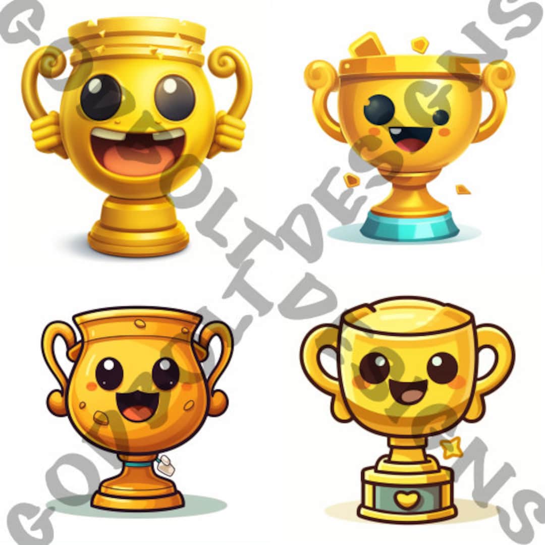 Trophy Emoji Design Pack 4 PSD and PNG Files Celebrate Success in Style ...