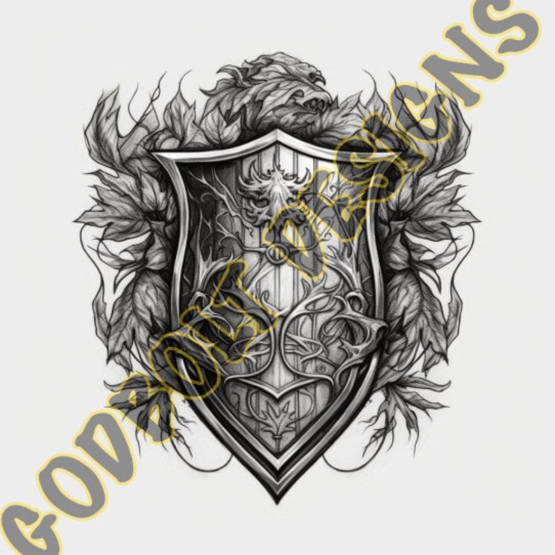 Shield Tattoo Design Pack | 4 PSD and PNG Files | Perfect for Artists ...