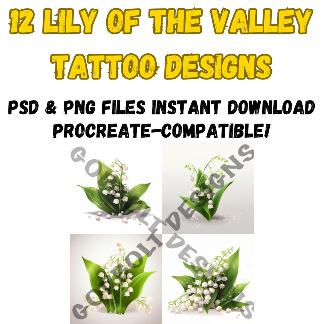 Lily of the Valley Tattoo Design Pack | 12 PSD and PNG Files | Artists ...