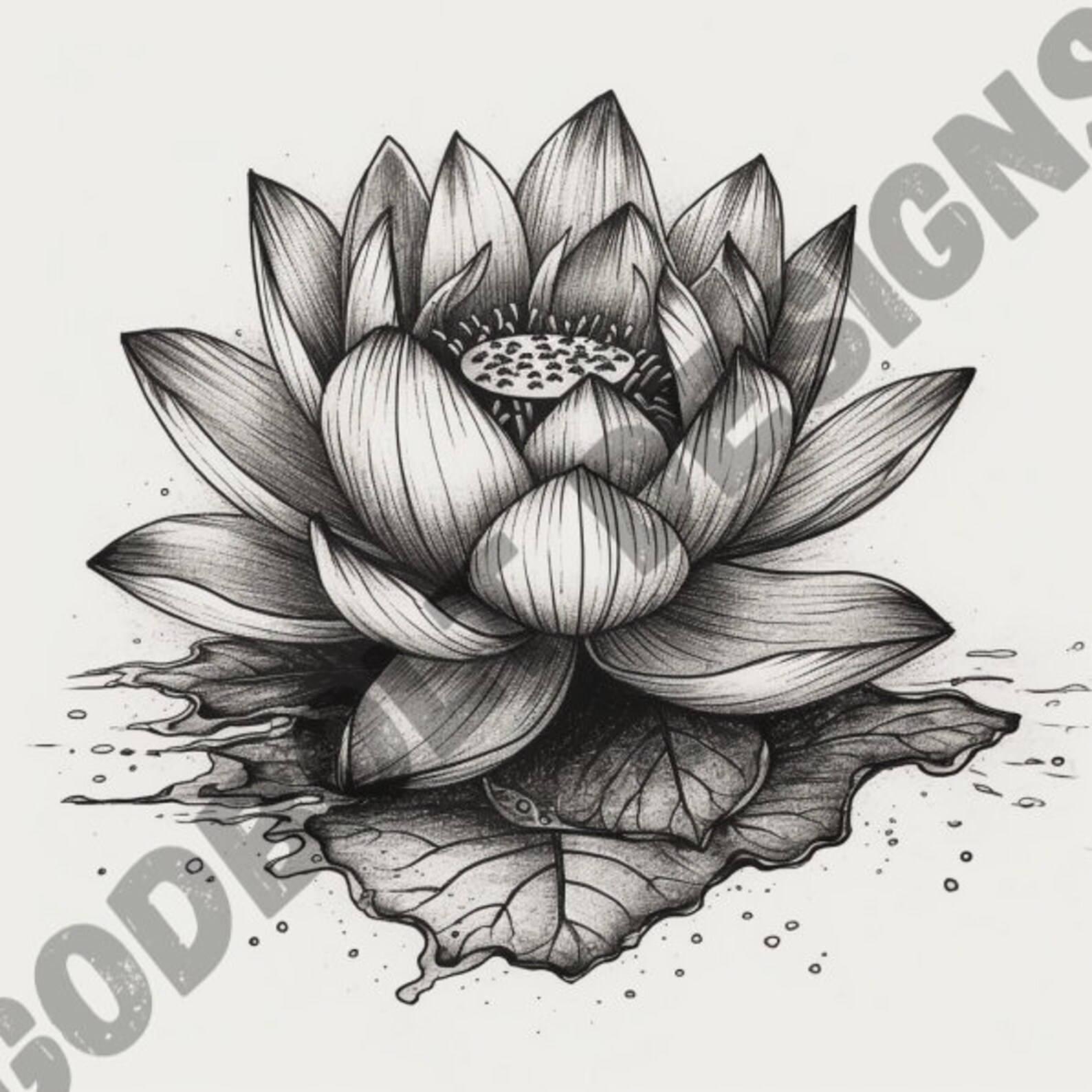 Lotus Flower Tattoo Design Pack | 4 PSD and PNG Files | Symbol of ...
