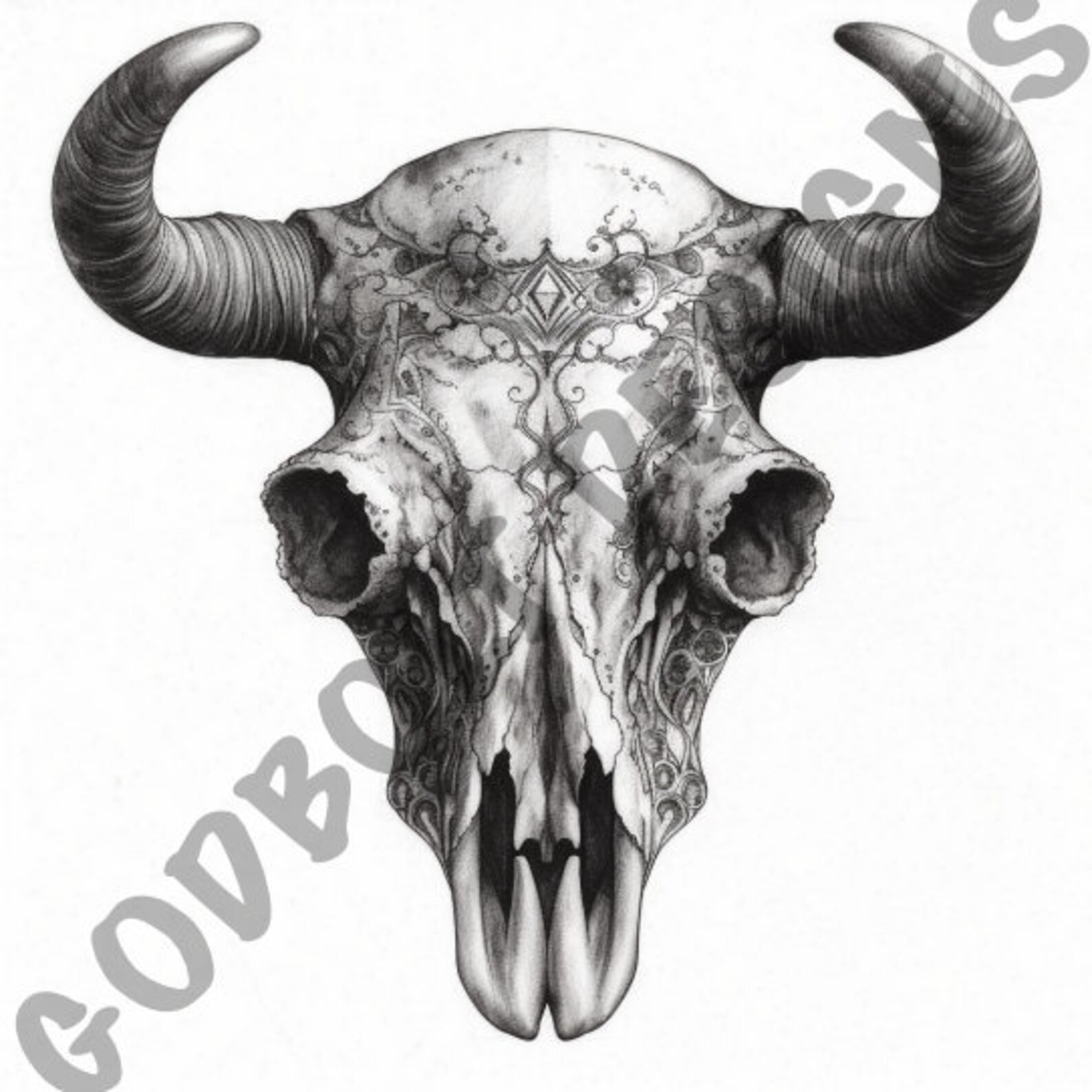 Cow Skull Tattoo Design Pack | 4 PSD and PNG Files | Perfect for ...