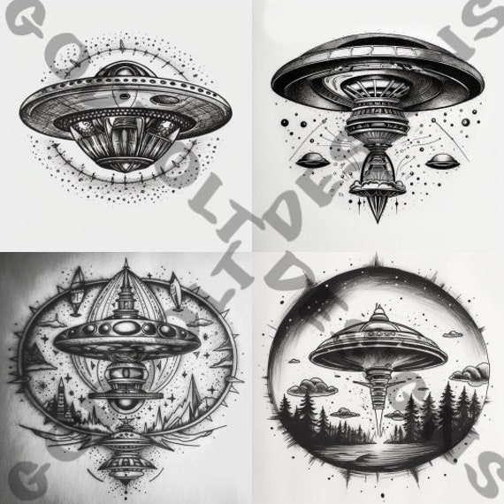 Alien Spaceship Tattoo Design