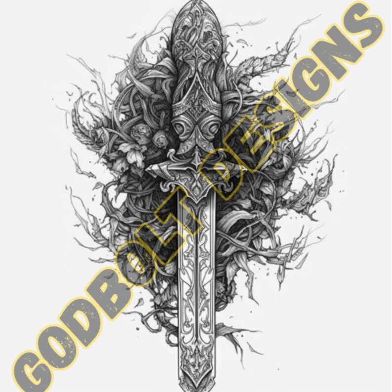 Sword Tattoo Design Pack | 12 PSD and PNG Files | Perfect for Artists ...