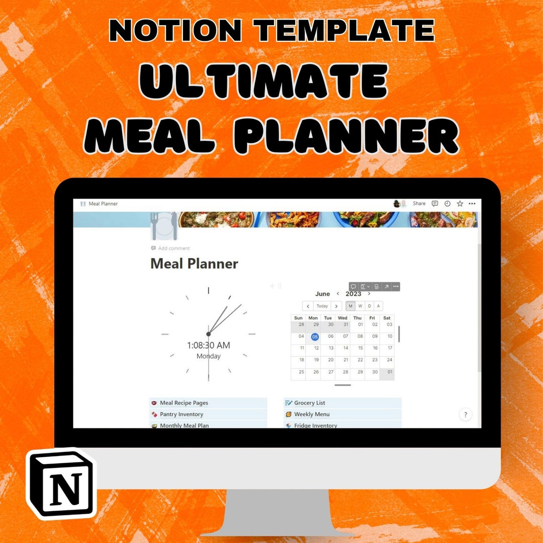 Notion Meal Planner Template | Notion Meal Plan Template | Weekly Meal ...