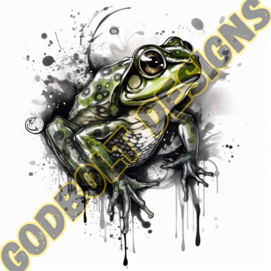 Frog Tattoo Design Pack | 4 PSD and PNG Files | Perfect for Artists and ...