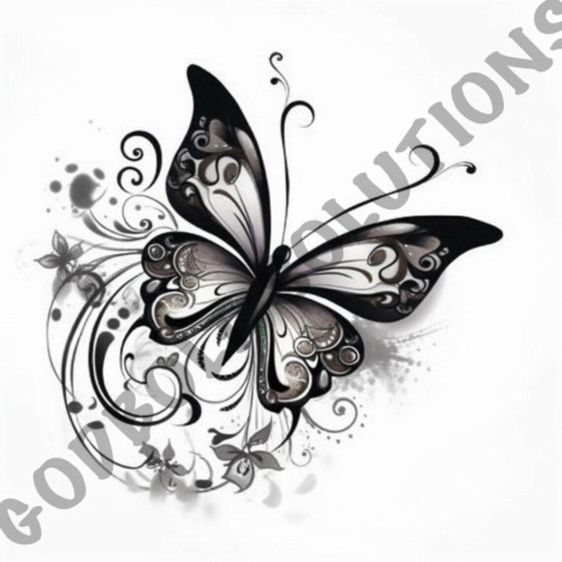 Butterfly Tattoo Design Pack | 4 PSD and PNG Files | Perfect for ...