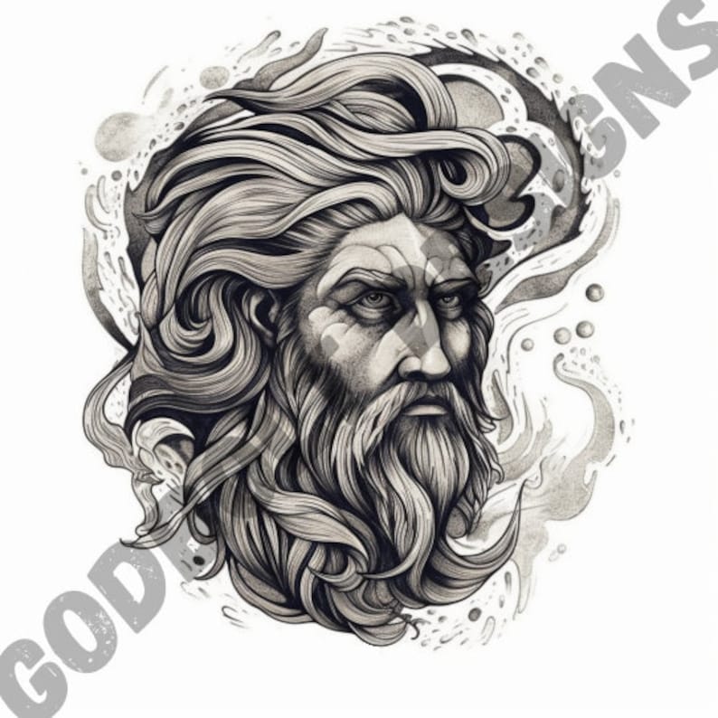 Zeus Tattoo Design Pack | 4 PSD and PNG Files | Perfect for Artists and ...