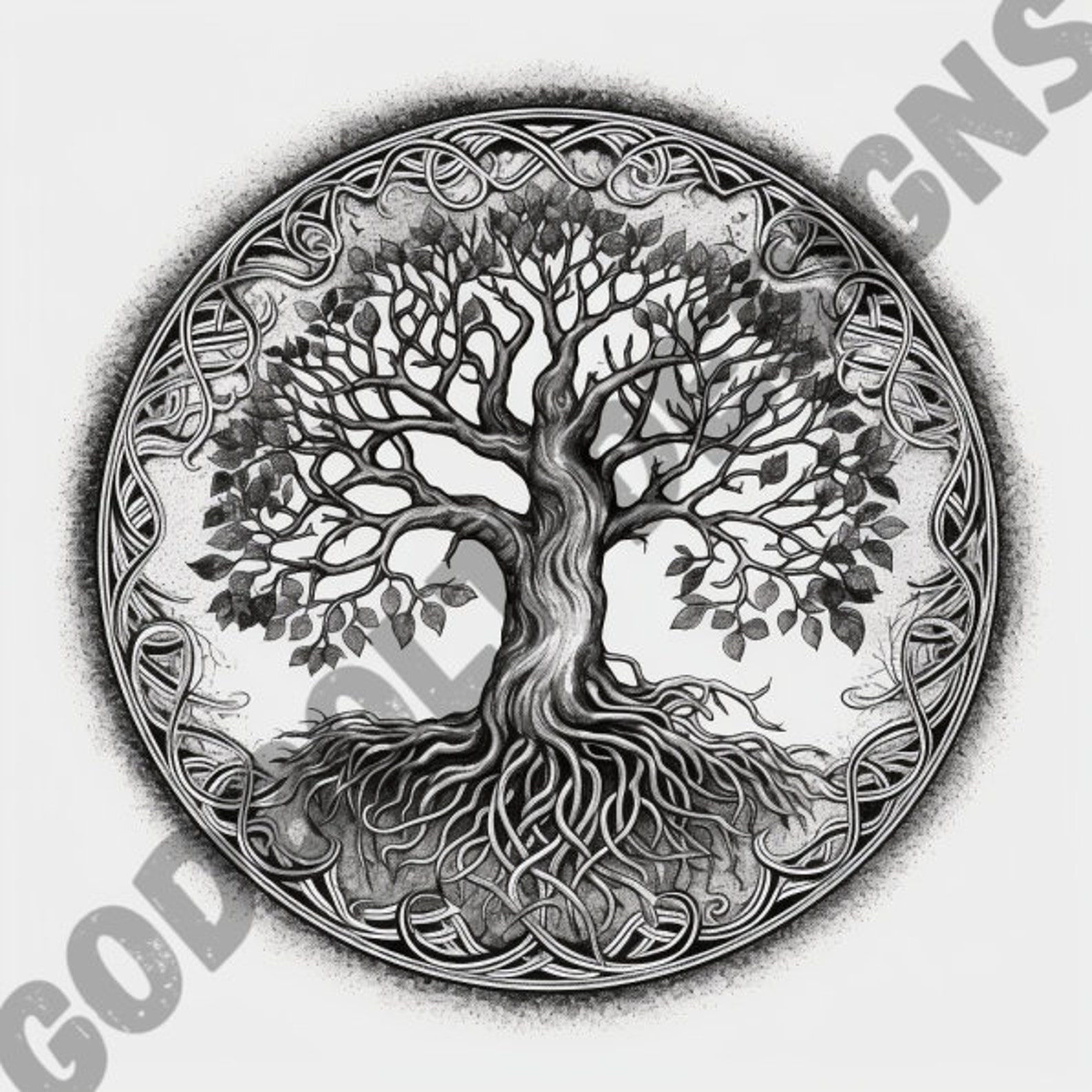 Tree of Life Tattoo Design Pack | 4 PSD and PNG Files | Symbol of ...