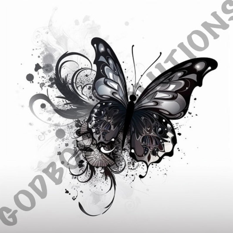 Butterfly Tattoo Design Pack | 4 PSD and PNG Files | Perfect for ...