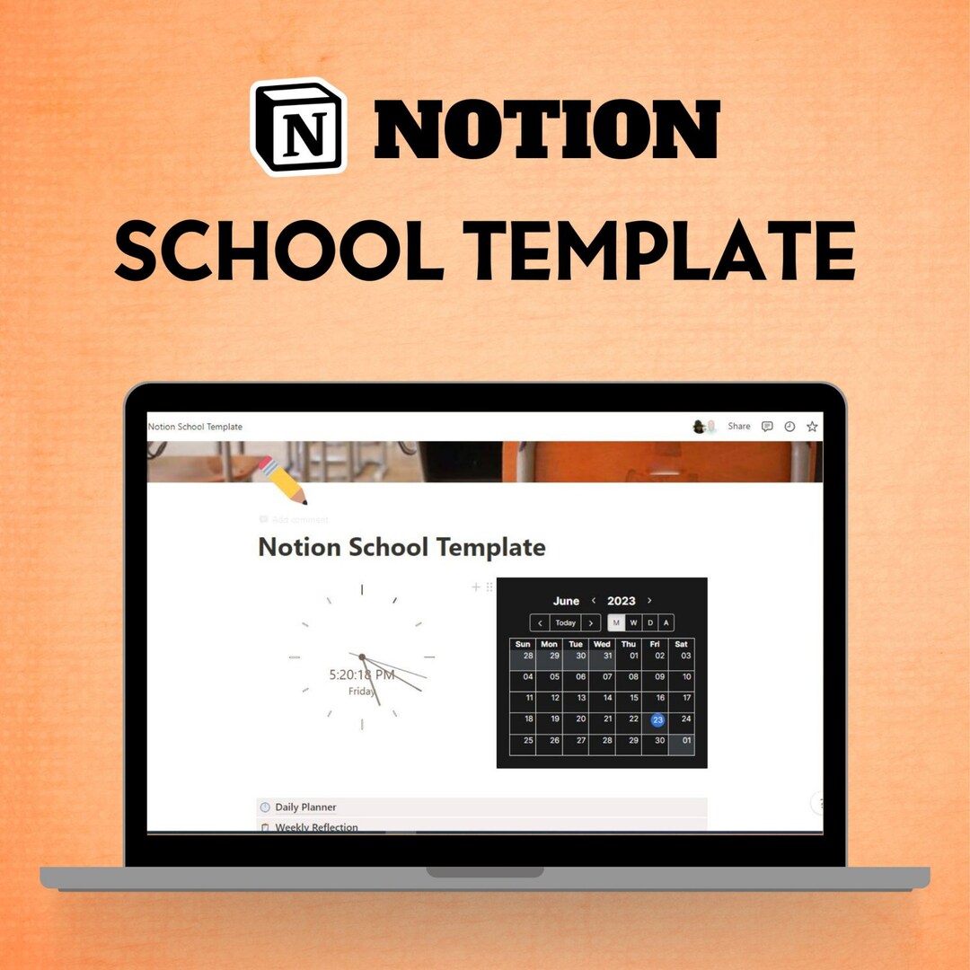 Notion School Template | Daily Planner, Weekly Reflection, Course ...