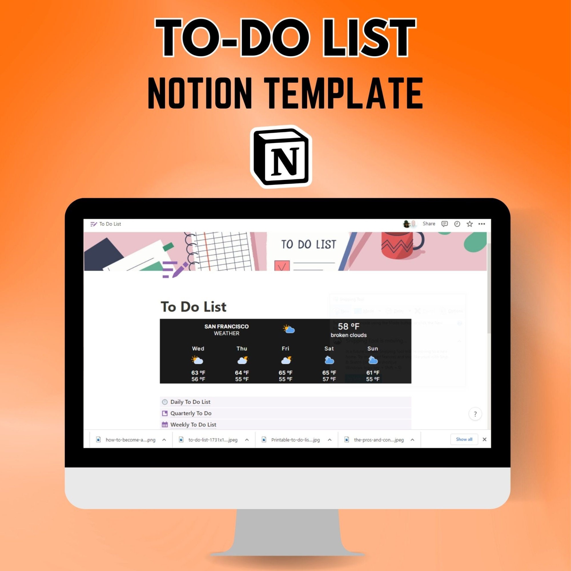 Notion Dashboard | to Do List Printable | Self Care | Habit Tracker ...