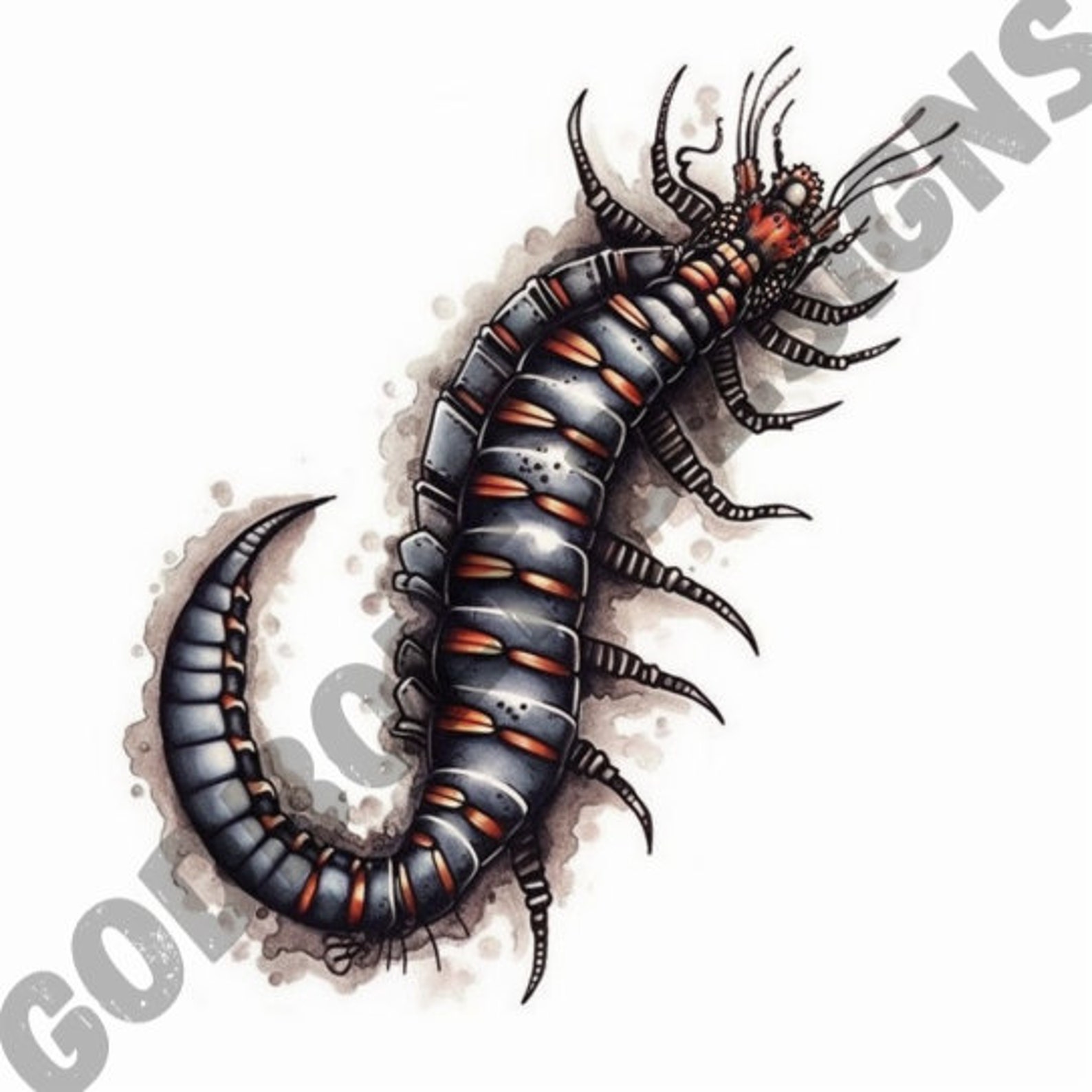 Centipede Tattoo Design Pack | 4 PSD and PNG Files | Perfect for ...