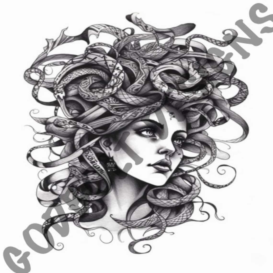 Mesmerizing Medusa Tattoo Design Pack | 4 PSD and PNG Files | Perfect ...