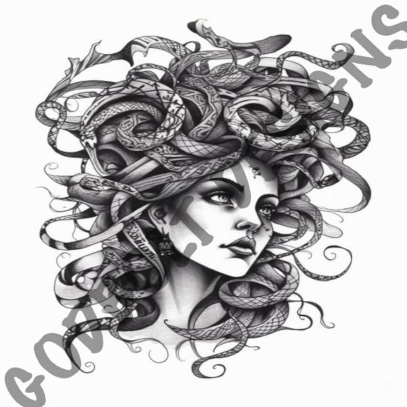 Mesmerizing Medusa Tattoo Design Pack | 4 PSD and PNG Files | Perfect ...