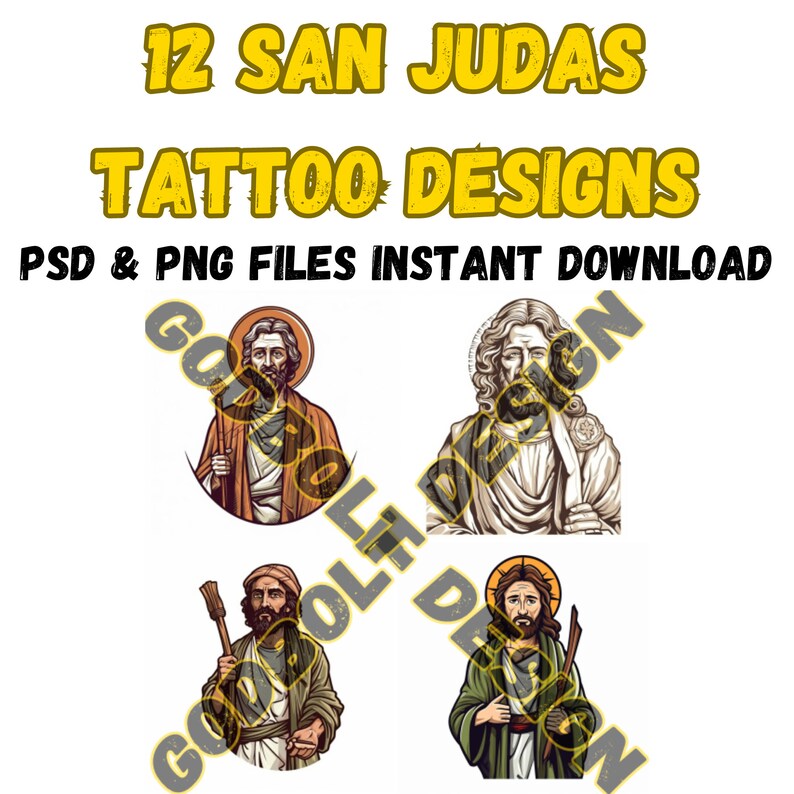 Sacred San Judas Tattoo Design Pack | 12 PSD PNG Files | Perfect for ...