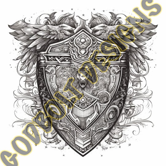 Shield Tattoo Design Pack | 4 PSD and PNG Files | Perfect for Artists ...