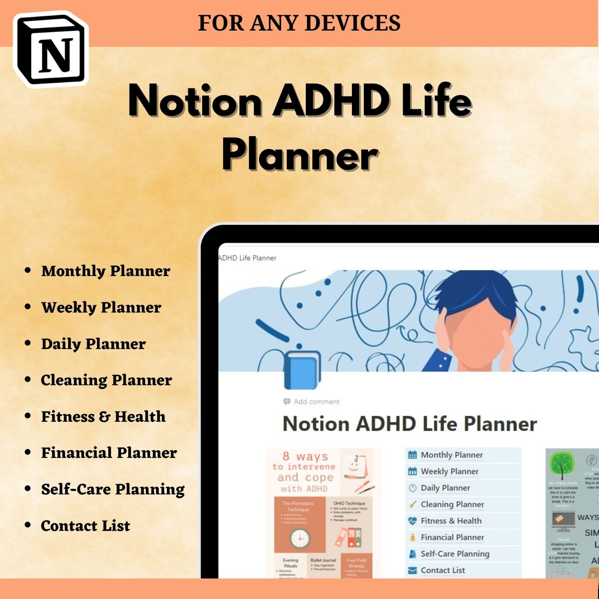 Adhd Planner Adults 2023 Digital Planner Adhd Organization Notion ...