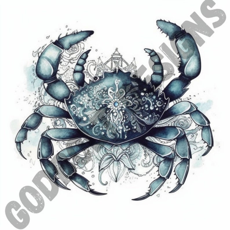 Crab Tattoo Design Pack | 4 PSD and PNG Files | Perfect for Artists and ...