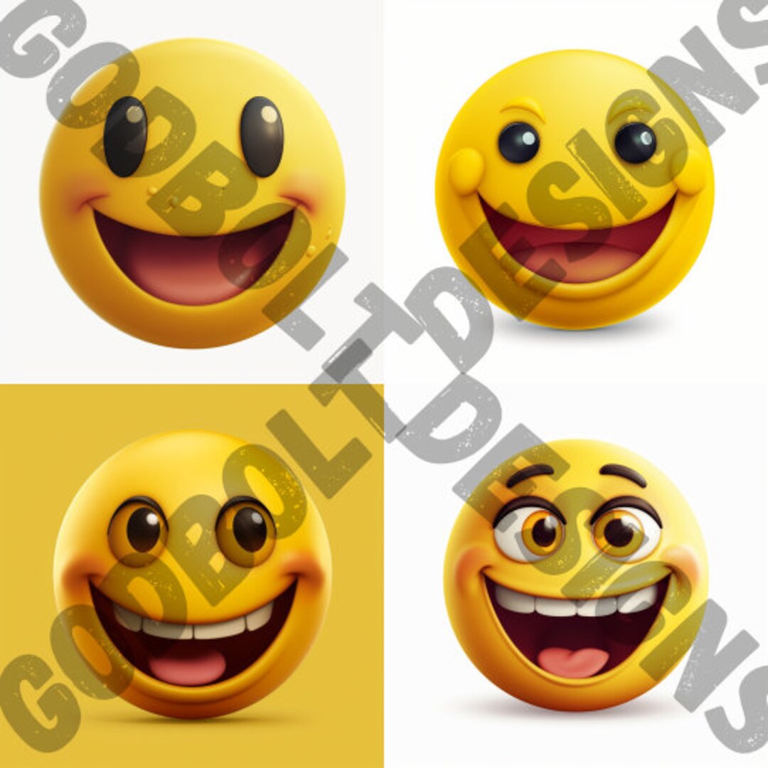 Happy Emoji Design Pack | 4 PSD and PNG Files | Perfect for Online and ...