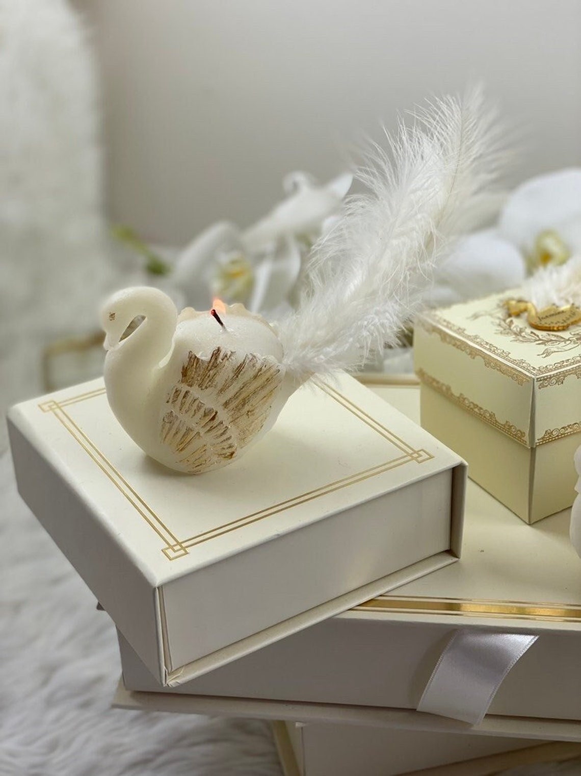 Birthday Swan Candle Gift Personalized White Swan Favors - Etsy