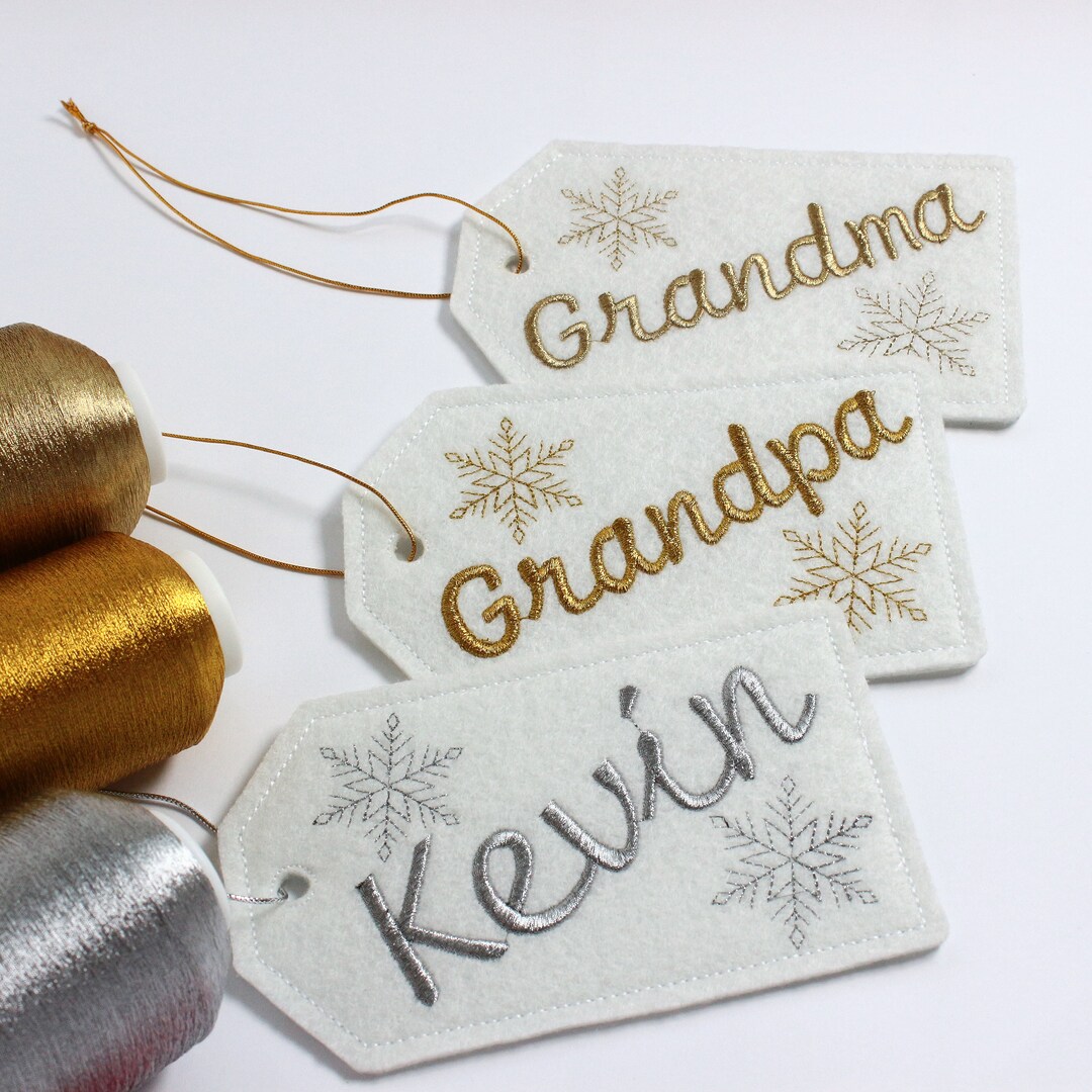 Personalized 6 Inches Embroidered Stocking Gift Tag With Metallized ...