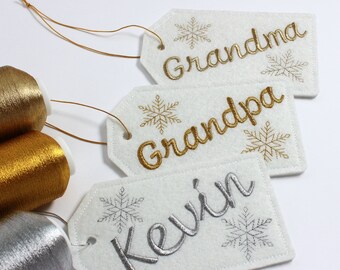 6 Inch Embroidered Stocking Gift Tag - Etsy