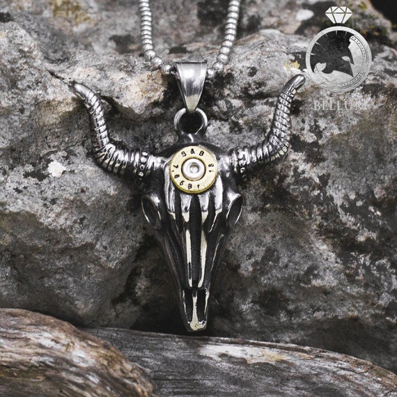 Buffalo skull necklace store