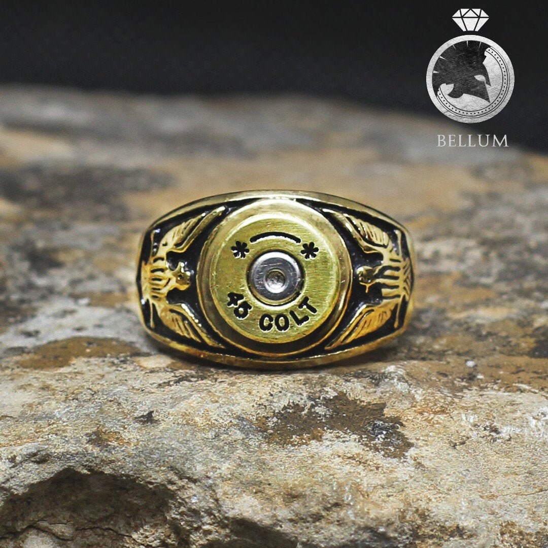 Colt 45 Signet Eagle Ring Bullet Calibre Revolver Weapon Military ...