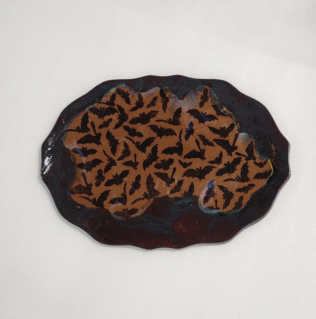 Bat Plate, Bats Serving Tray, Ceramic Platter, Ceramic Tray, Snack Tray ...