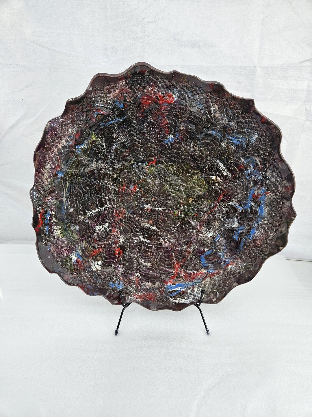 Lace Textured Ceramic Serving Platter - Large Colorful Plate (16x15) - Etsy