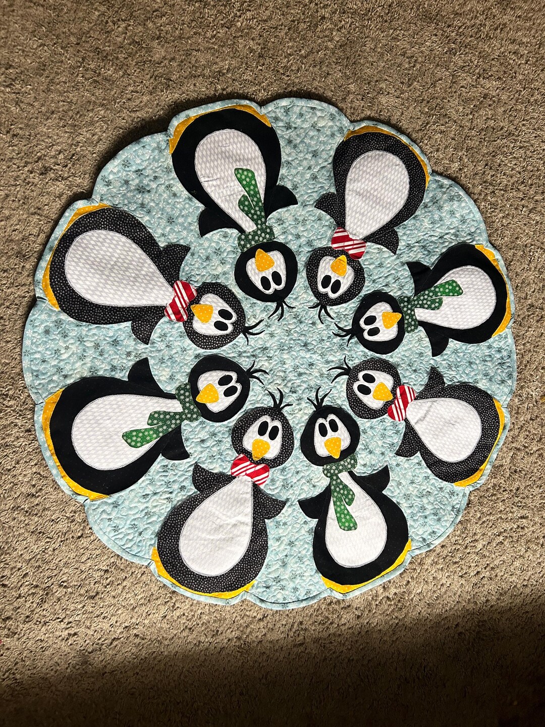 Penguin Quilted Table Topper - Etsy