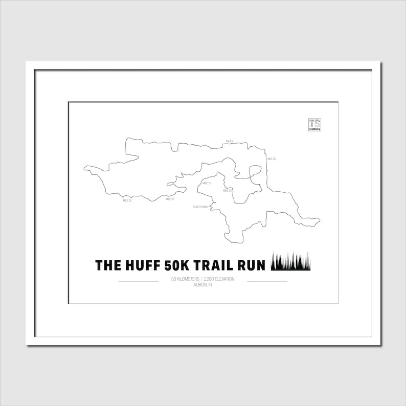 Trail Map the HUFF 50K Race Course Albion IN | Etsy
