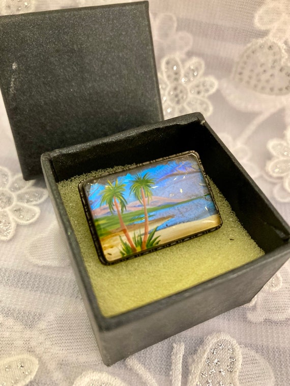 Antique Thomas L Mott Morpho Butterly Wing Brooch - Gem