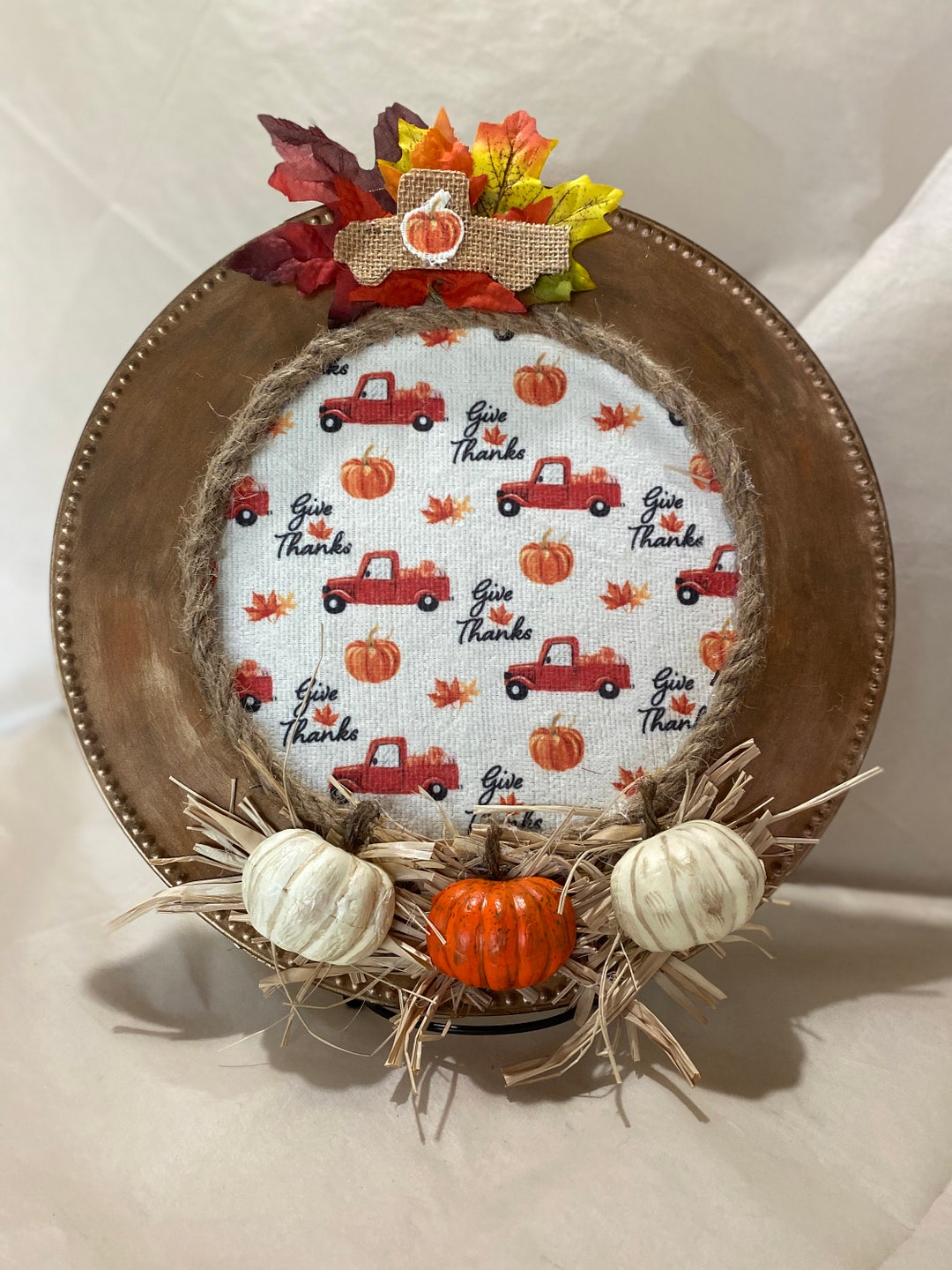 Fall Farm Truck Centerpiece Plate: Thanksgiving Table Decor - Etsy
